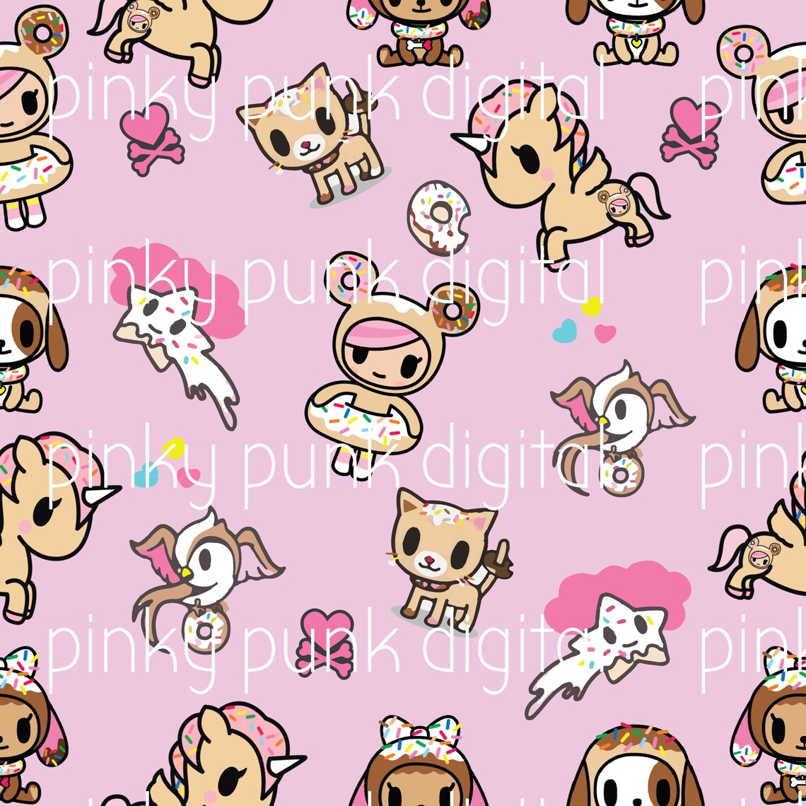 Kawaii TOKIDOKI Seamless Digital File, 4 Designs Rainbow Cartoons for ...