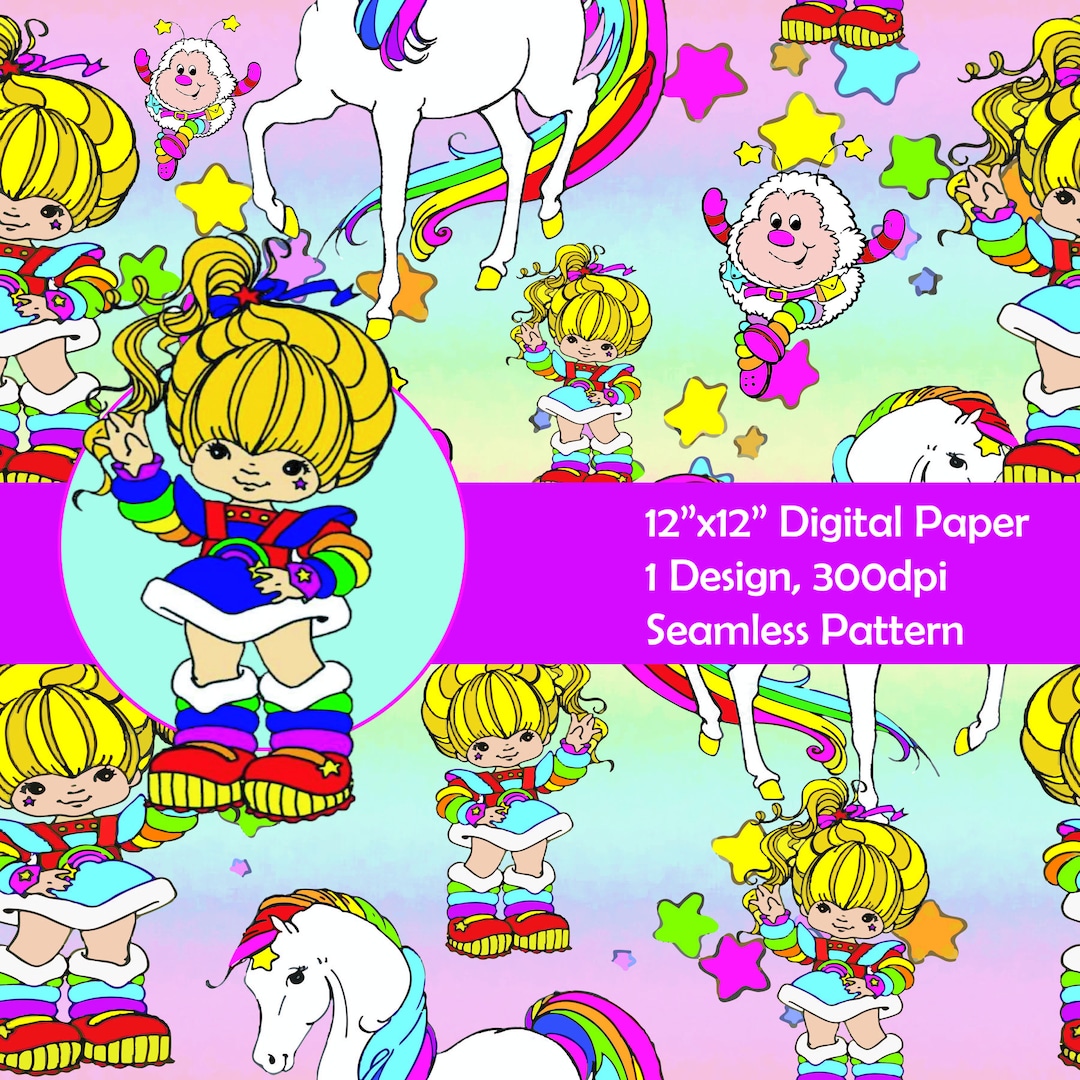 RAINBOW BRITE - REPEAT Pattern - Digital Seamless Files - 80's Cartoon ...