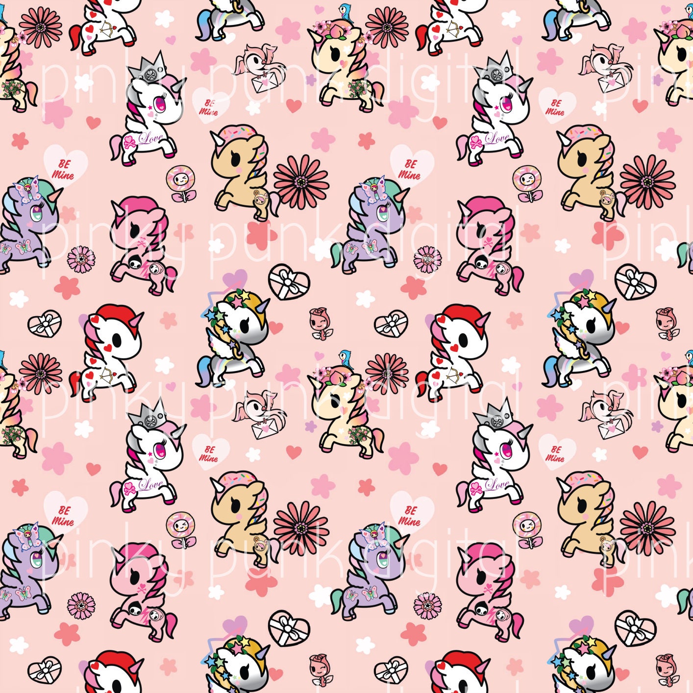 Kawaii TOKIDOKI Pattern Digital Seamless Files Pink Hearts | Etsy