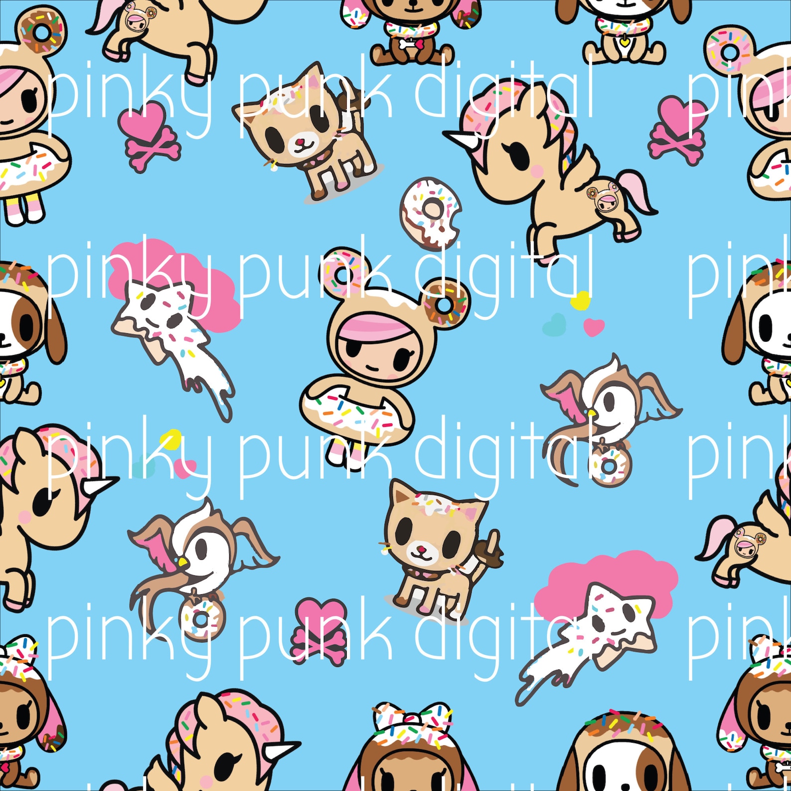 Kawaii TOKIDOKI Seamless Digital File, 4 Designs Rainbow Cartoons for ...