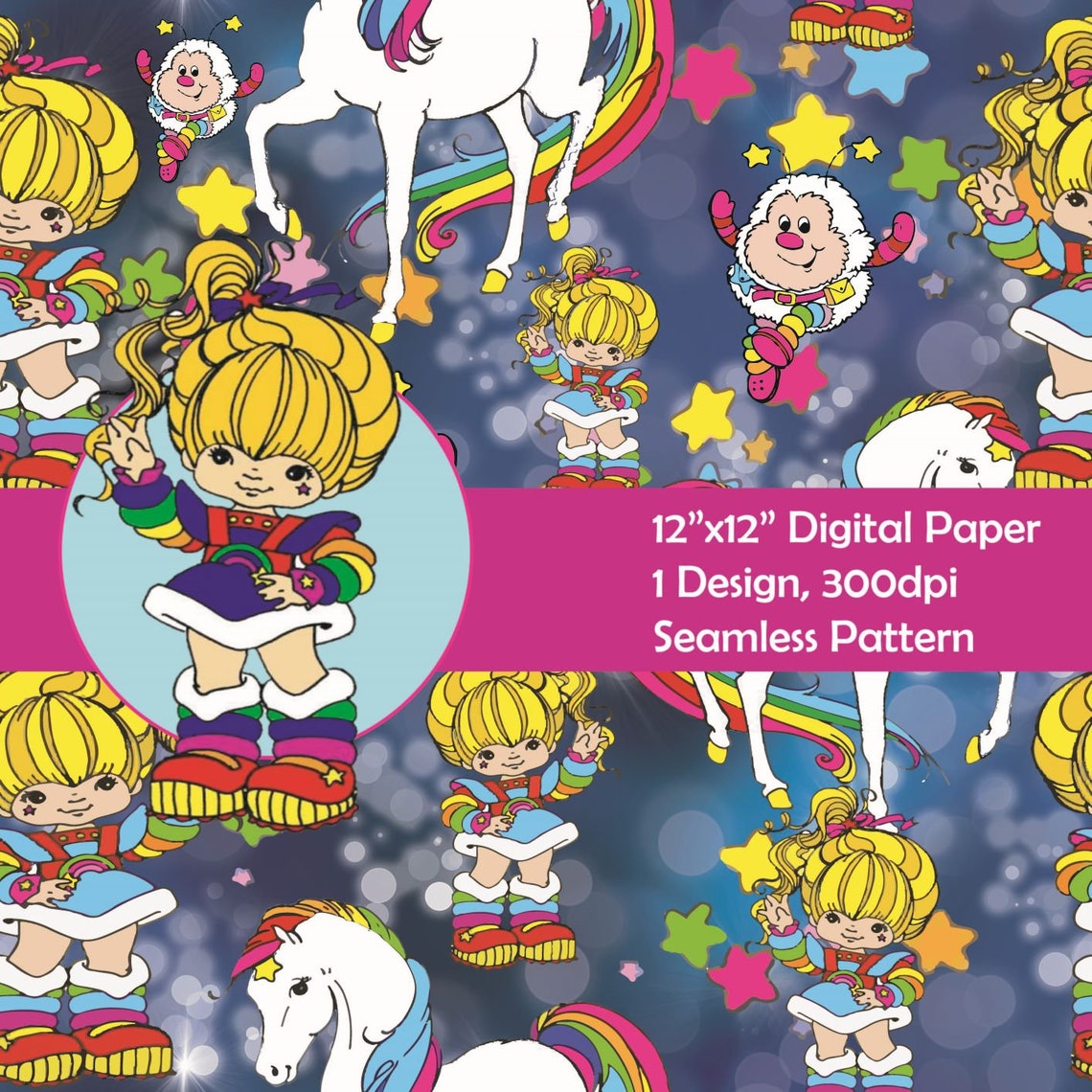 Rainbow Brite Seamless Pattern – 80s Cartoon Fabric Print (digital File ...
