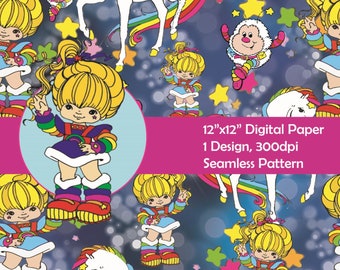 RAINBOW BRITE - REPEAT Pattern - Digital Seamless Files - 80's Cartoon ...