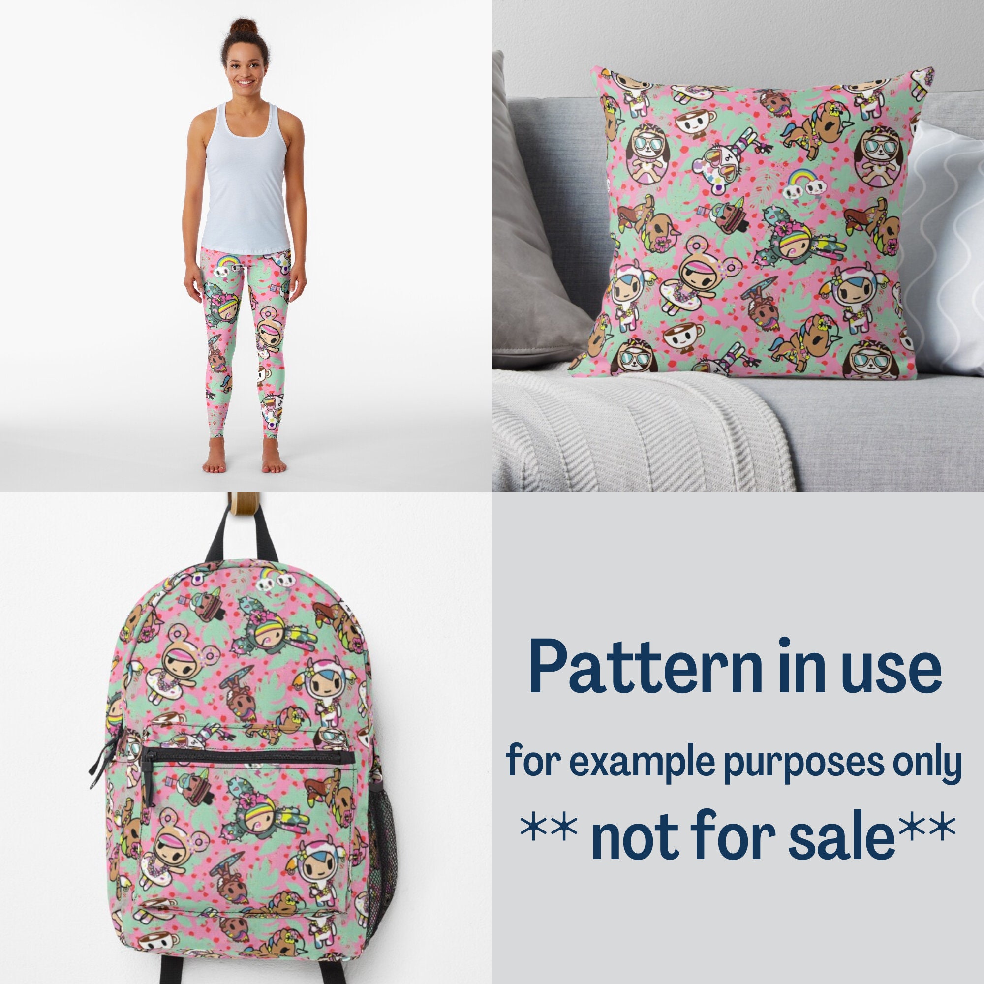 Donutella Tokidoki Aloha Seamless File, Watercolor Hawaii Pattern (PNG ...