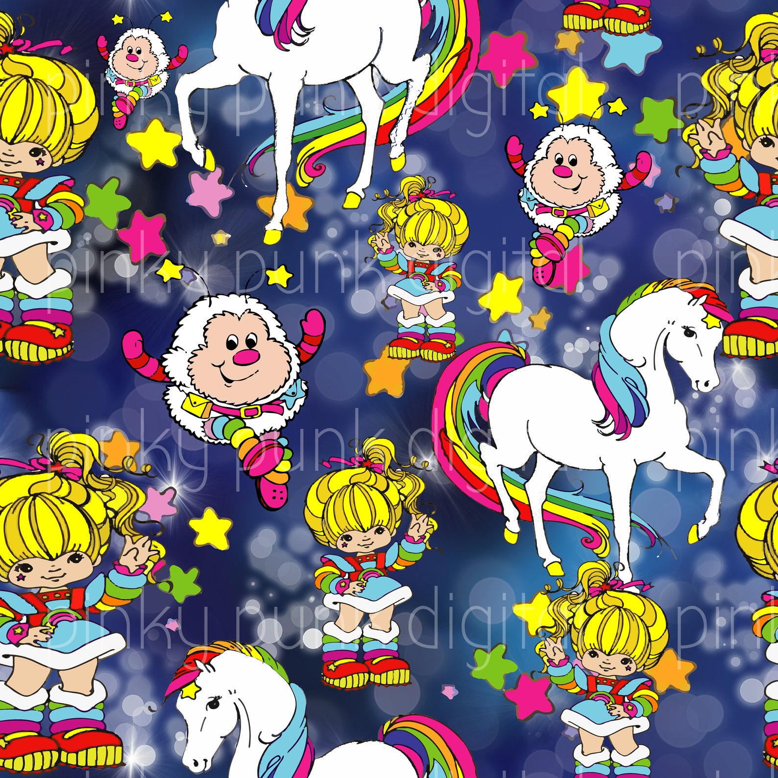 Rainbow Brite Seamless Pattern – 80s Cartoon Fabric Print (digital File ...