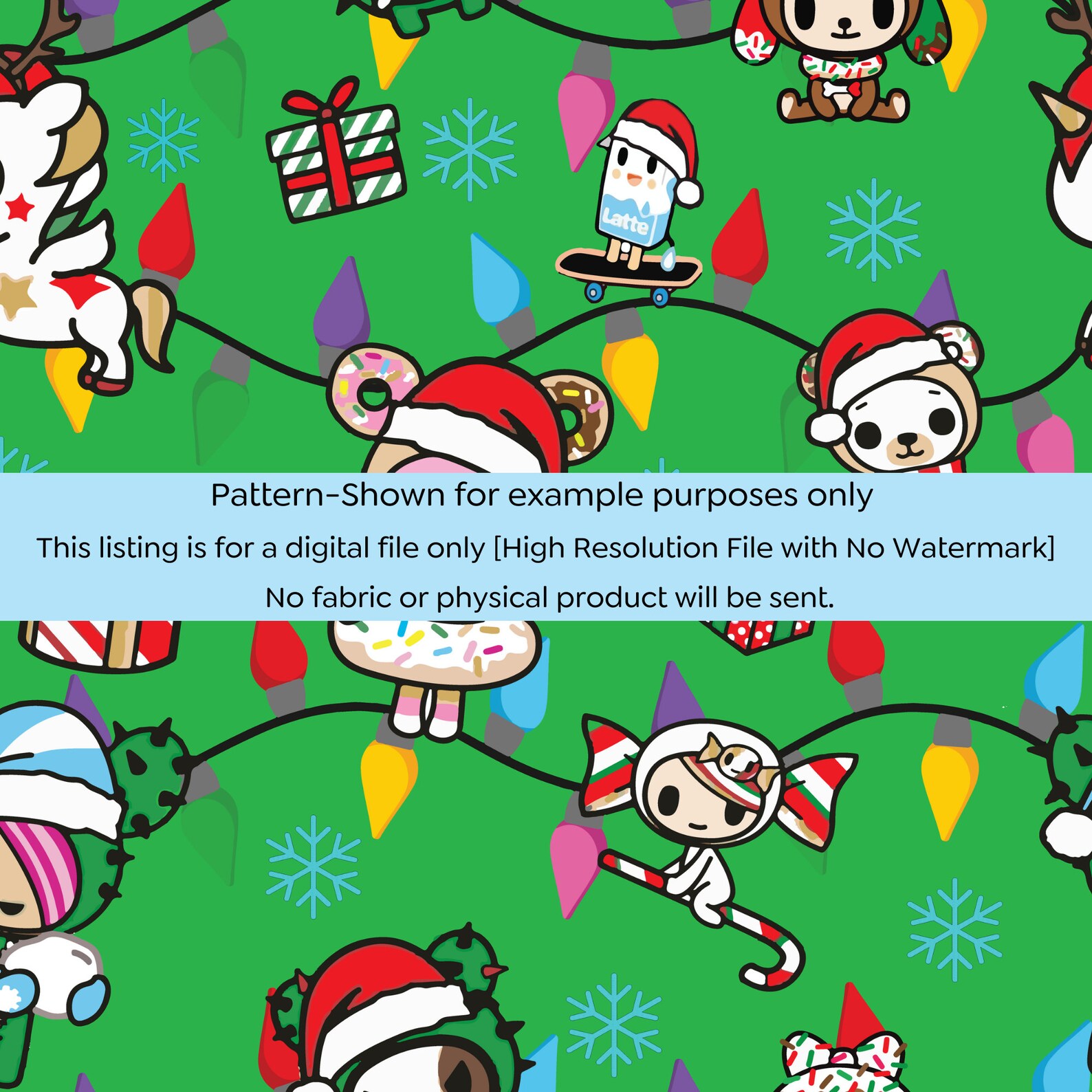 Kawaii Christmas TOKIDOKI Seamless Pattern, Craft Fabric, Scrapbook ...