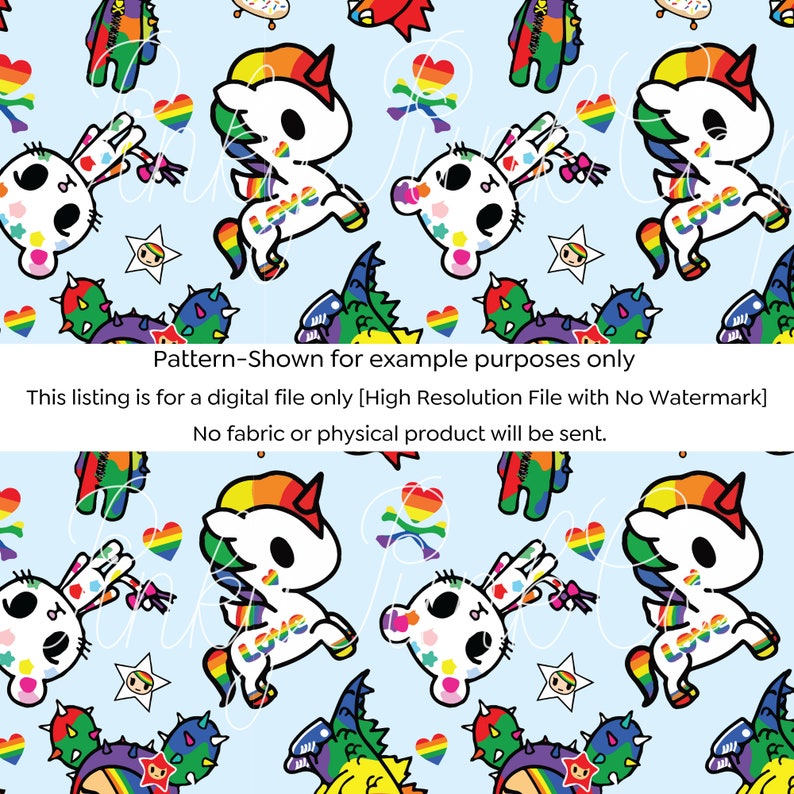 Rainbow Tokidoki Seamless Pattern, Craft Fabric (digital File) - Etsy
