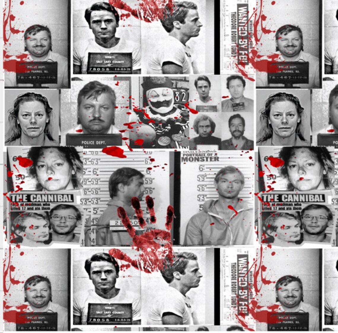 SERIAL KILLER Seamless - REPEAT Pattern Digital Art - True Crime ...