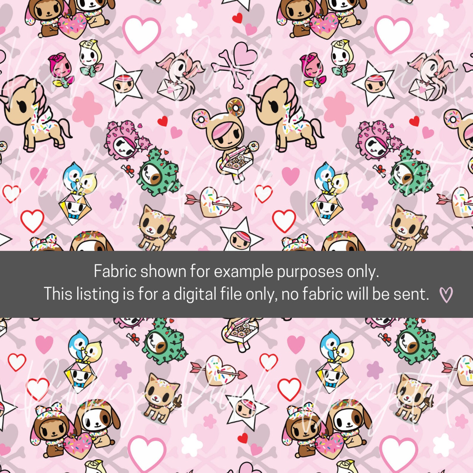 Donutella TOKIDOKI Seamless Pattern, Cartoon Valentines Fabric (digital ...
