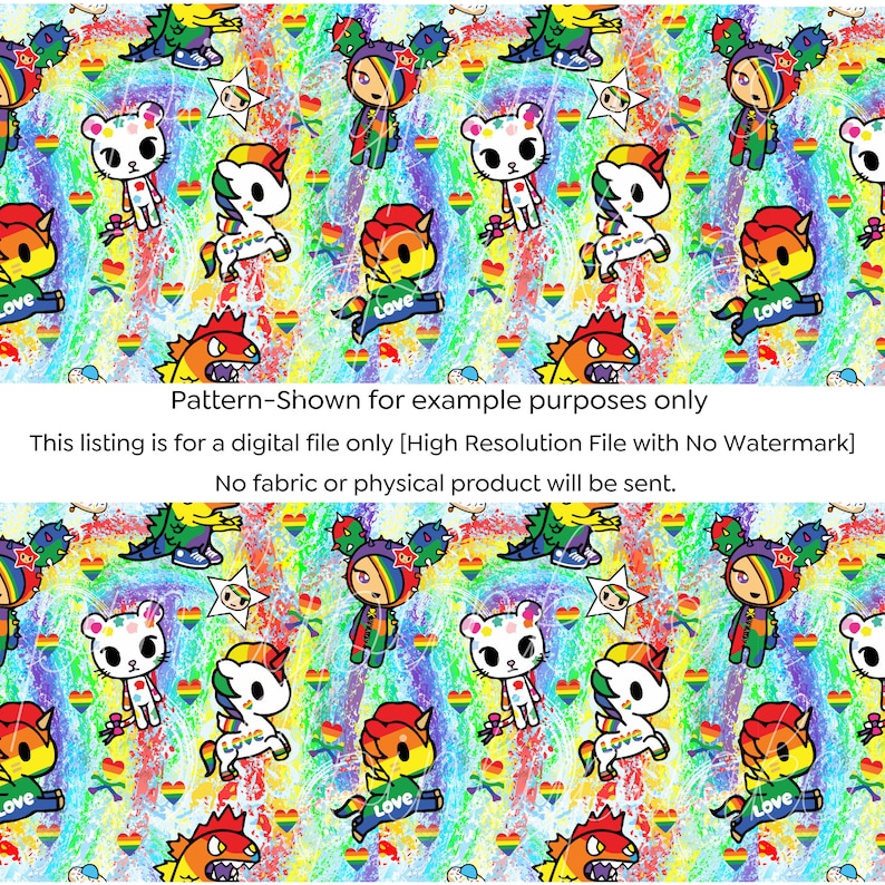 Rainbow Unicorno TOKIDOKI Seamless Digital File, DSS Cartoons for Craft ...