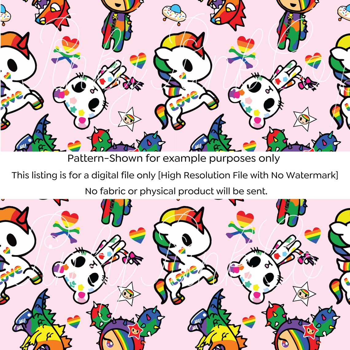 Rainbow TOKIDOKI Seamless Digital File, DSS Cartoons for Craft Paper ...