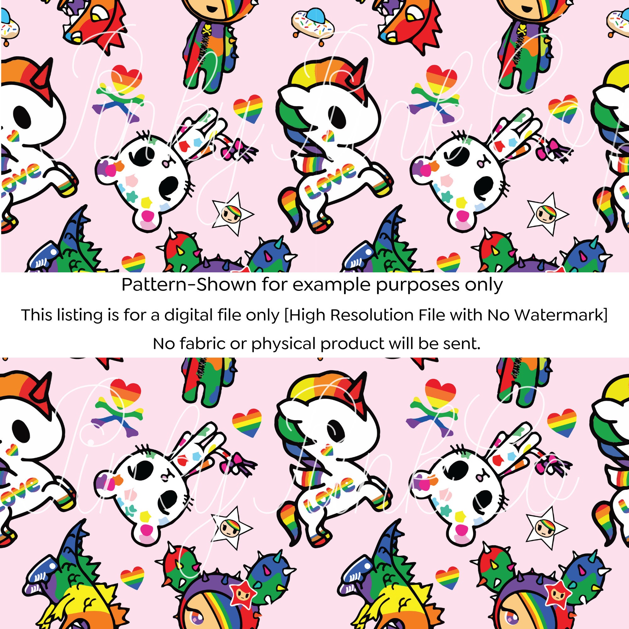 Rainbow Tokidoki Seamless Pattern, Craft Fabric (digital File) - Etsy