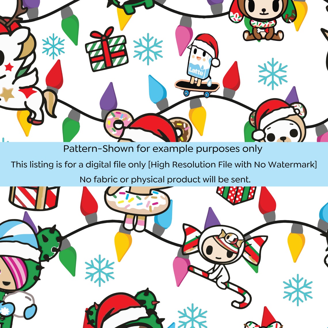 Kawaii Christmas TOKIDOKI Seamless Pattern, Craft Fabric, Scrapbook ...