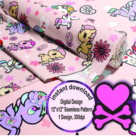 Kawaii TOKIDOKI Pattern Digital Seamless Files Pink Hearts | Etsy Australia