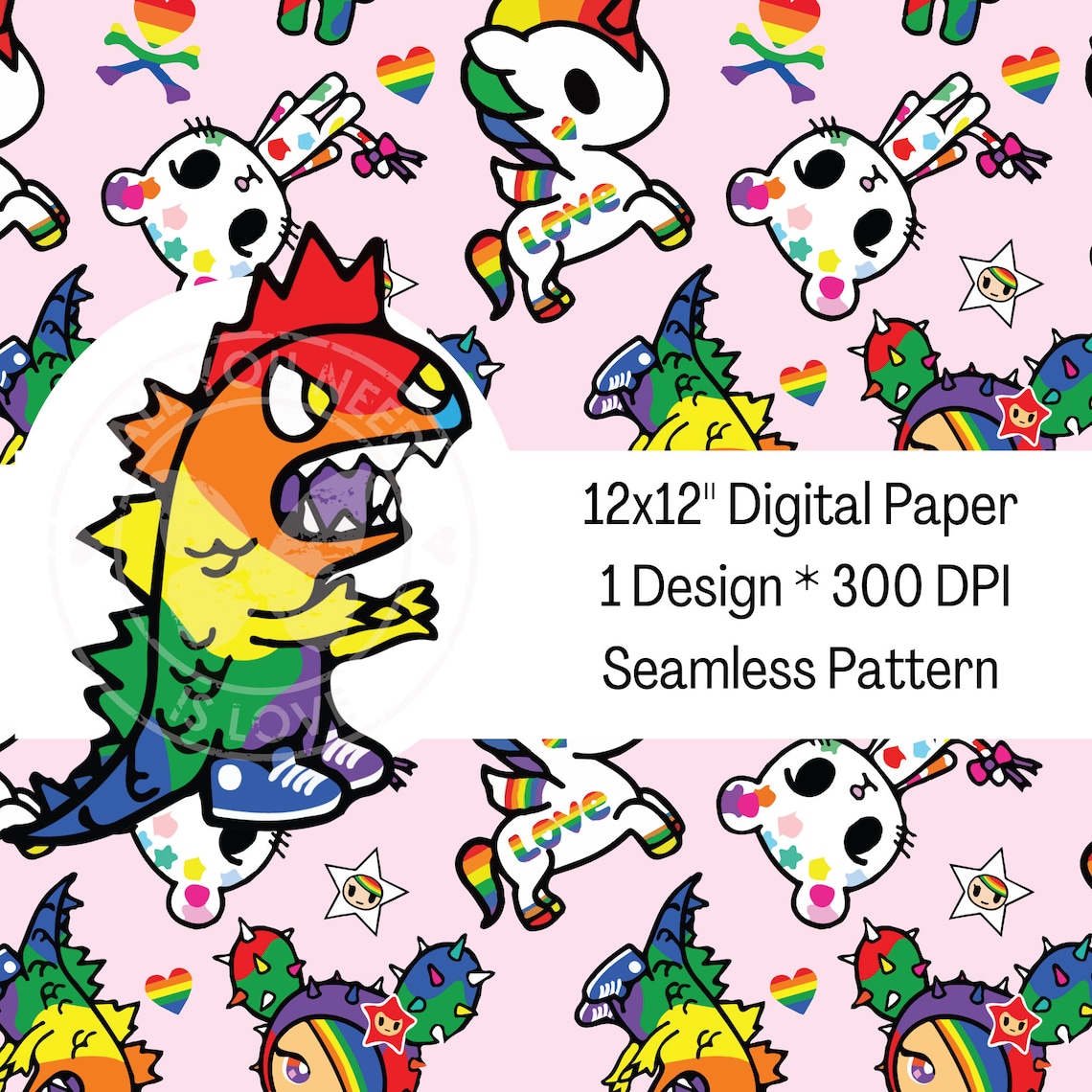 Rainbow Tokidoki Seamless Pattern, Craft Fabric (digital File) - Etsy