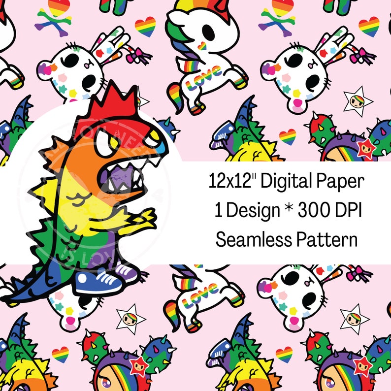Rainbow Tokidoki Seamless Pattern, Craft Fabric (digital File) - Etsy
