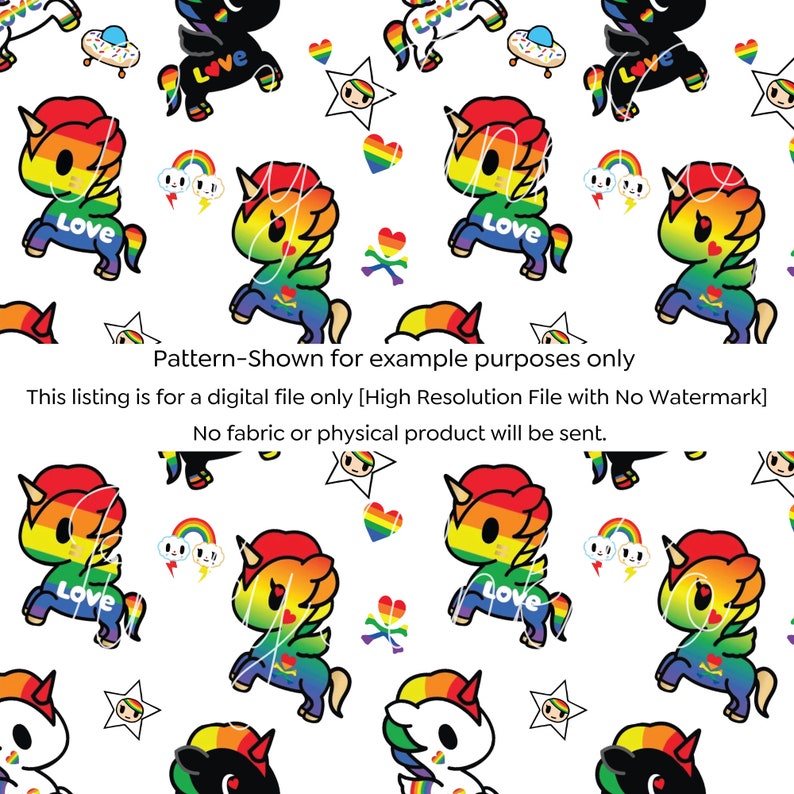 Rainbow Unicorn Seamless Pattern, Tokidoki Fabric Print (digital File ...