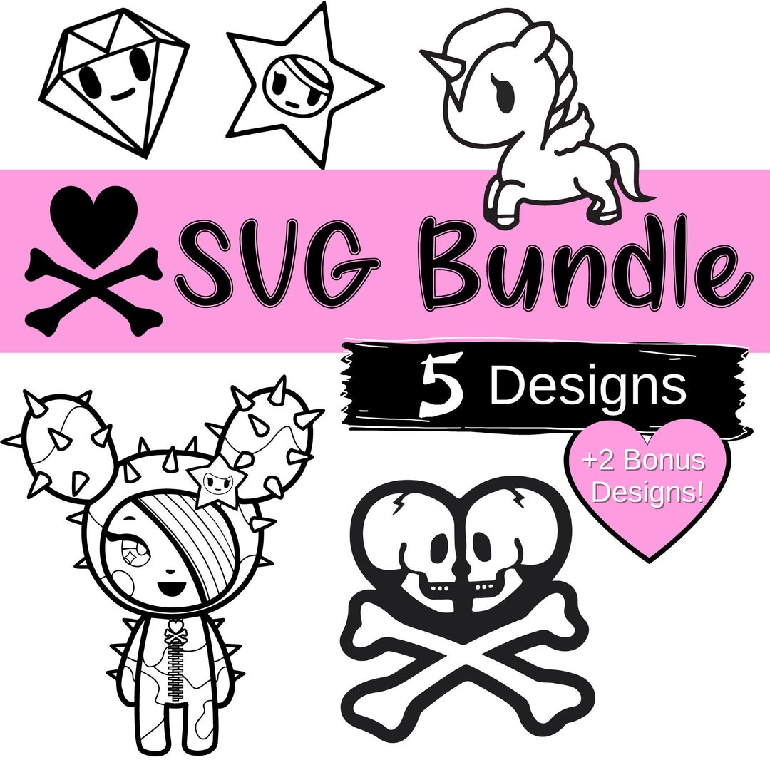 TOKIDOKI SVG Cut File Bundle - 5 Digital Files + BONUS 2 Designs ...