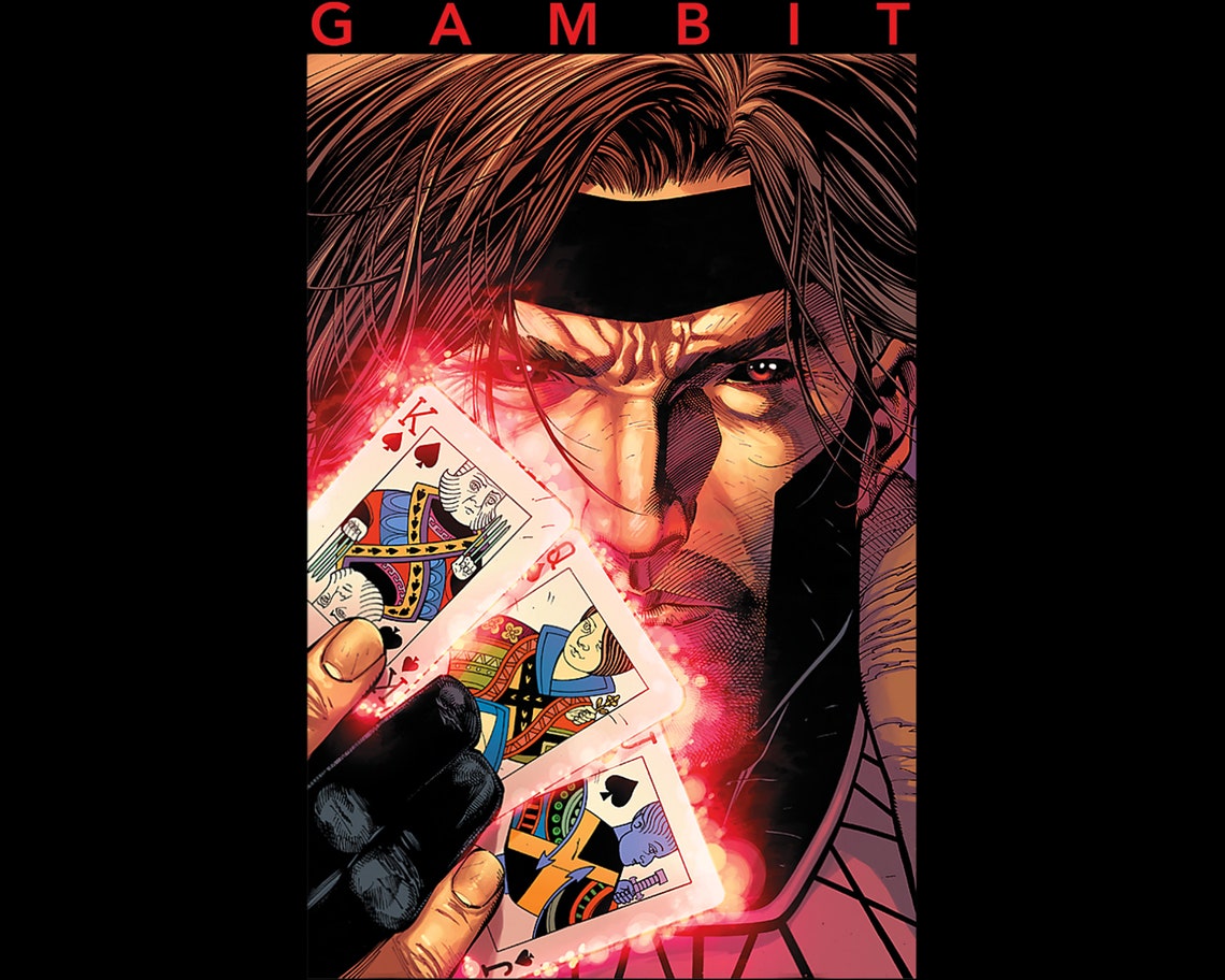 Gambit Glowing Cards Graphic Design Marvel X-Men Glowing | Etsy