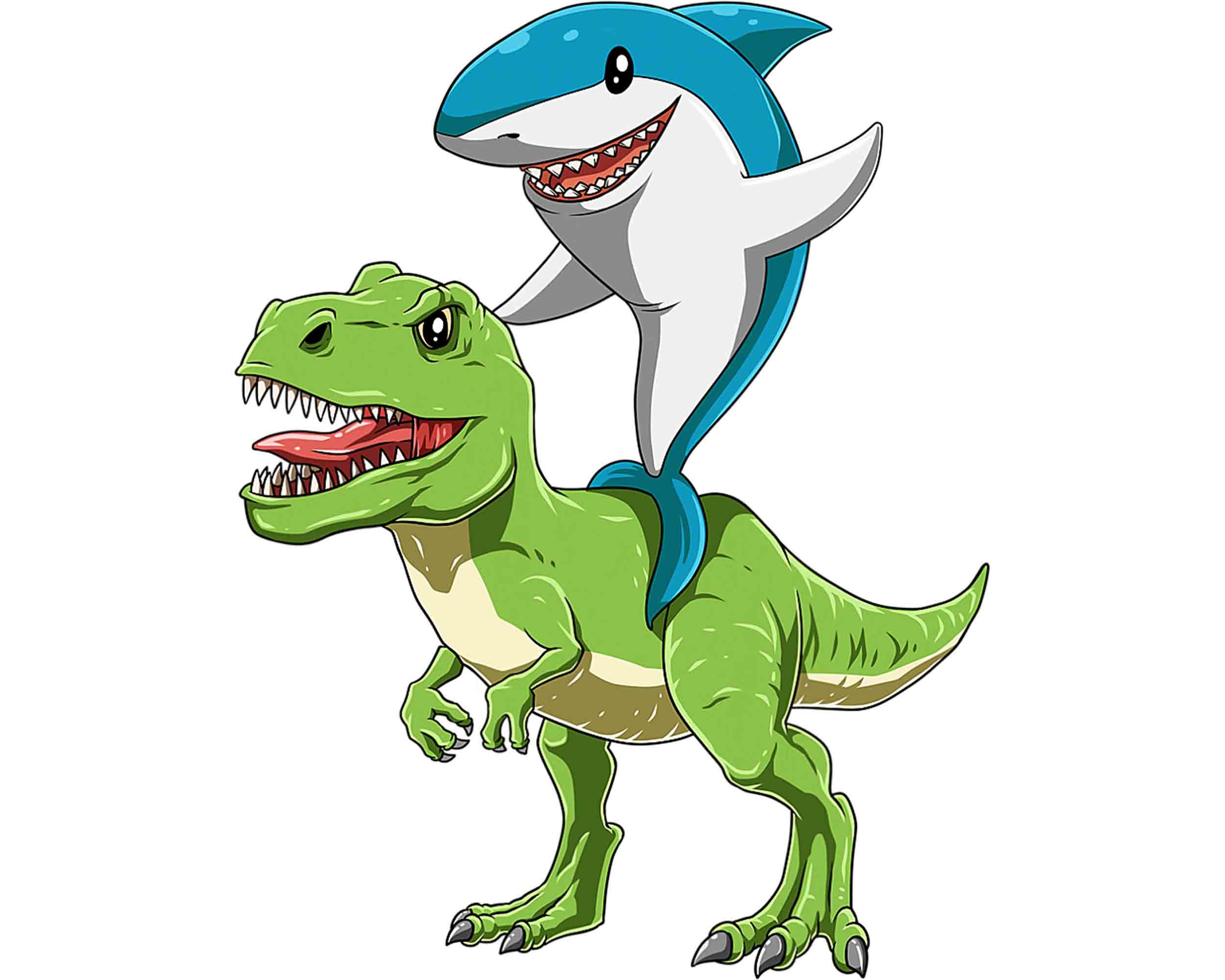 Shark Riding Dinosaur Png Shark Riding T-Rex Shark Lover | Etsy