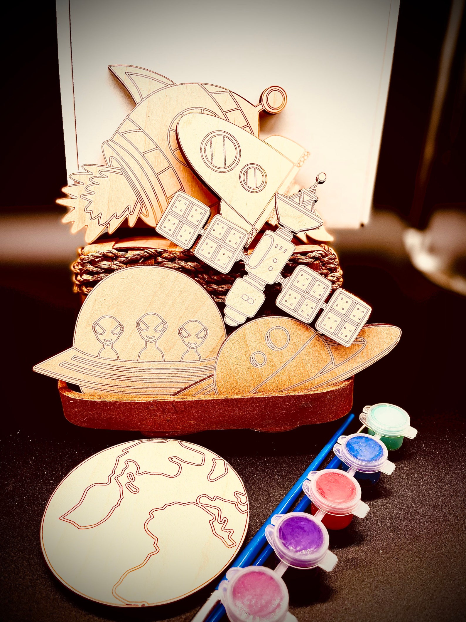 DIY Wood Paint Kit for Kids Space Paint Kit DIY Paint Set | Etsy