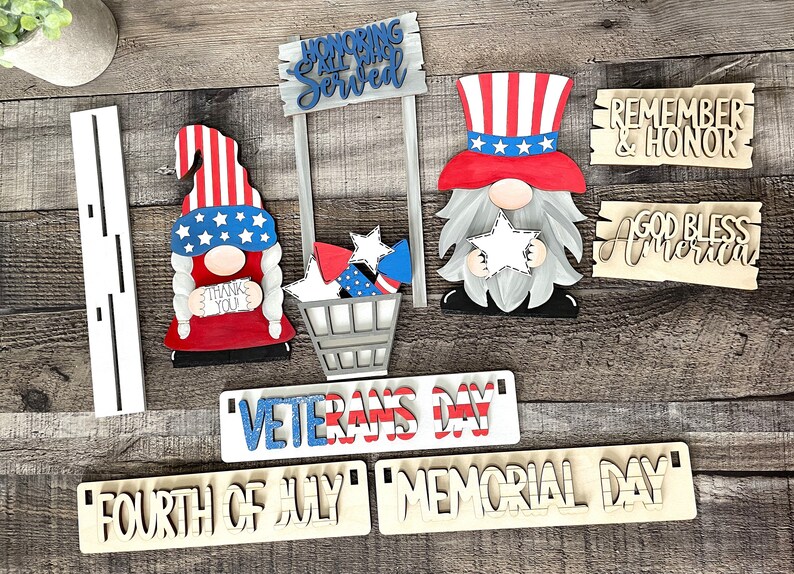 Wooden Patriotic Gnome Add on for Farmhouse Crate and Wagon | Farmhouse ...