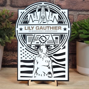 Wood First Responder Plaques With Backer | Wood Engraved Dispatcher ...
