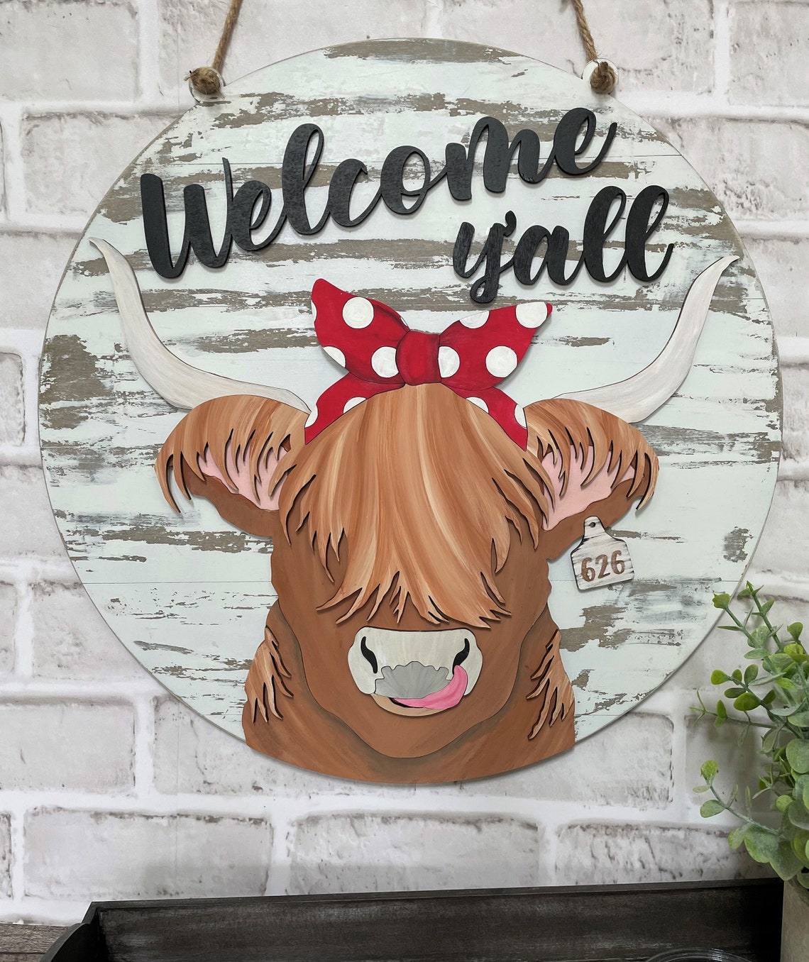 Highland Cow Welcome Sign | 16 Inch Welcome Sign | Highland Cow ...
