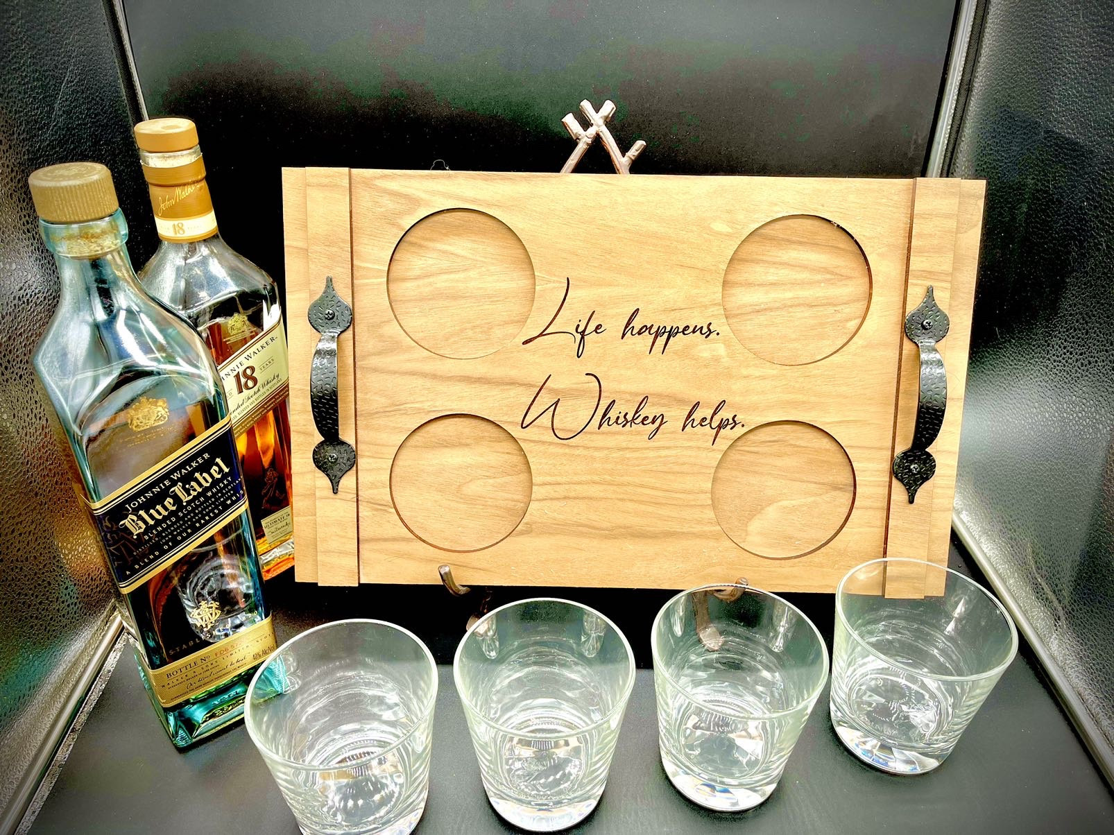 Whiskey Serving Board With Handles | Personalized Alcohol Serving Board ...
