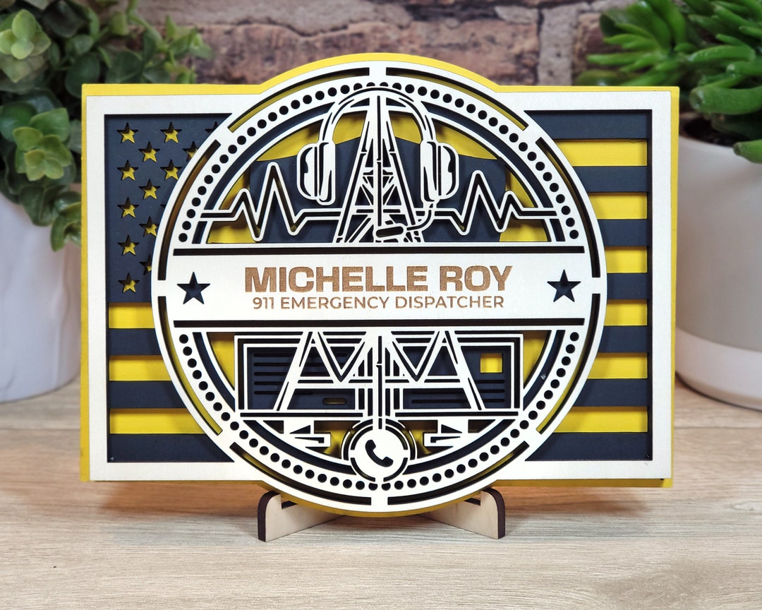 Wood First Responder Plaques With Backer | Wood Engraved Dispatcher ...