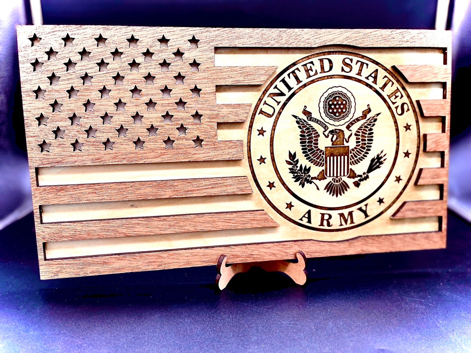 Wood Flags With Military Emblem | Wood Engraved Military Wall Art ...