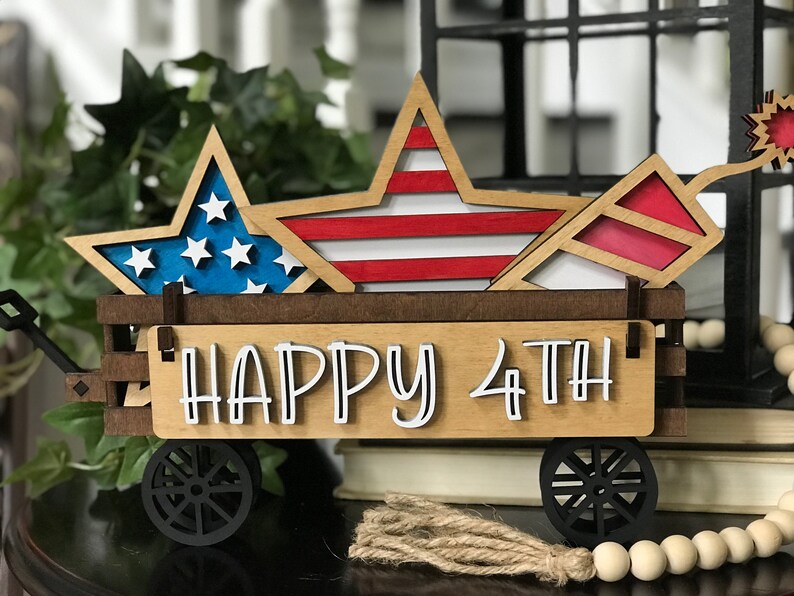 Wooden Fourth of July Add on for Farmhouse Crate and Wagon | USA Add on ...