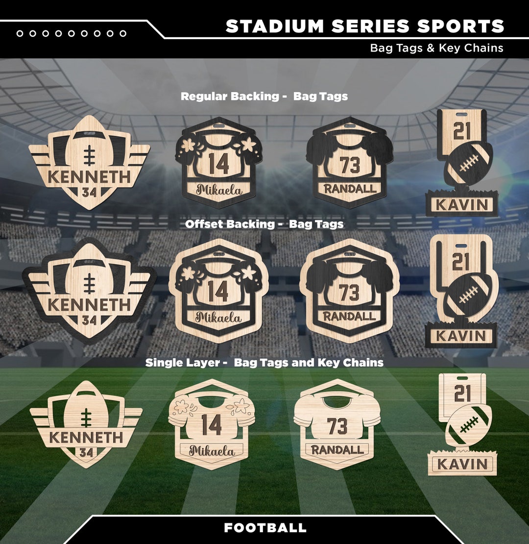 Football Keychains and Bag Tags Tags for Sports Bags Football Keychains ...