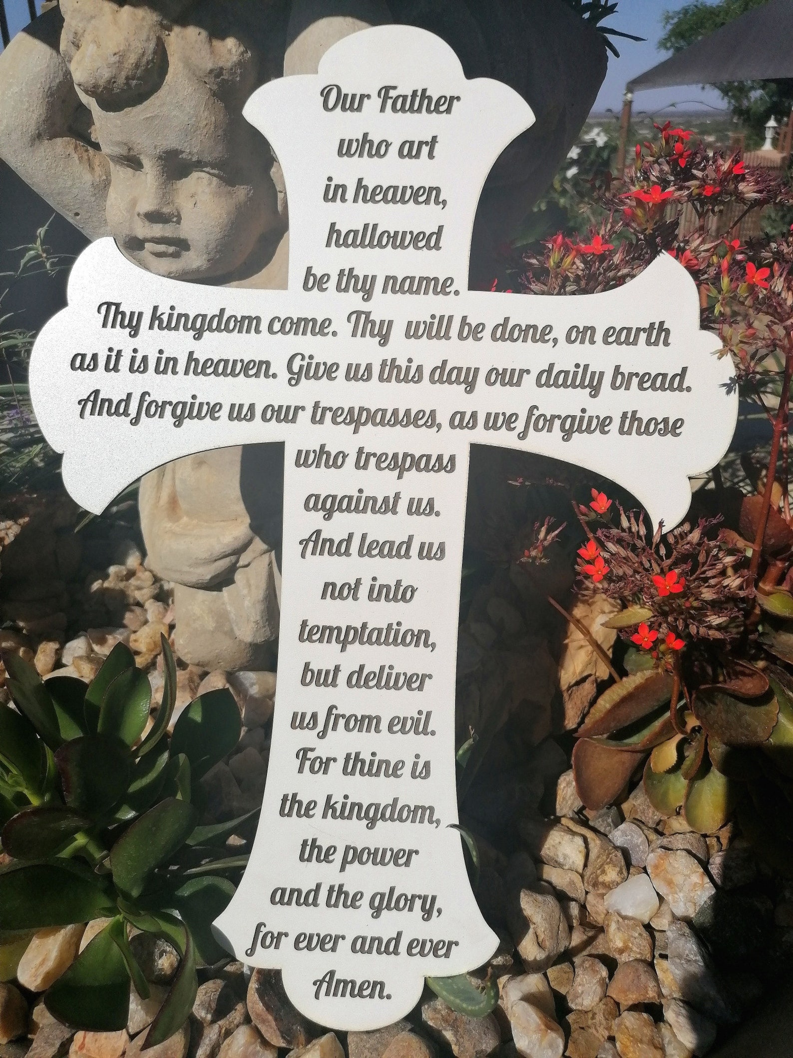 Lords Prayer Engraved Wood Wall Sign Laser Cut Cross With - Etsy