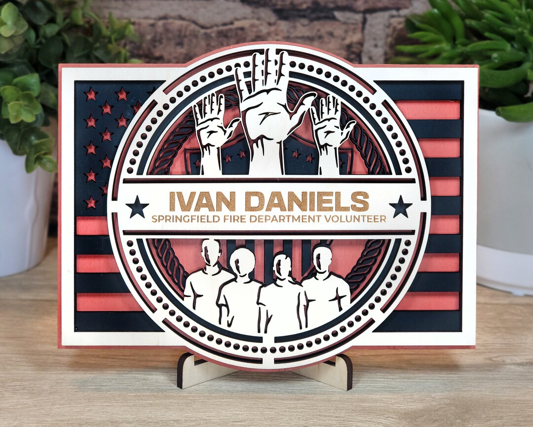 Wood First Responder Plaques With Backers | Wood Engraved Volunteer ...