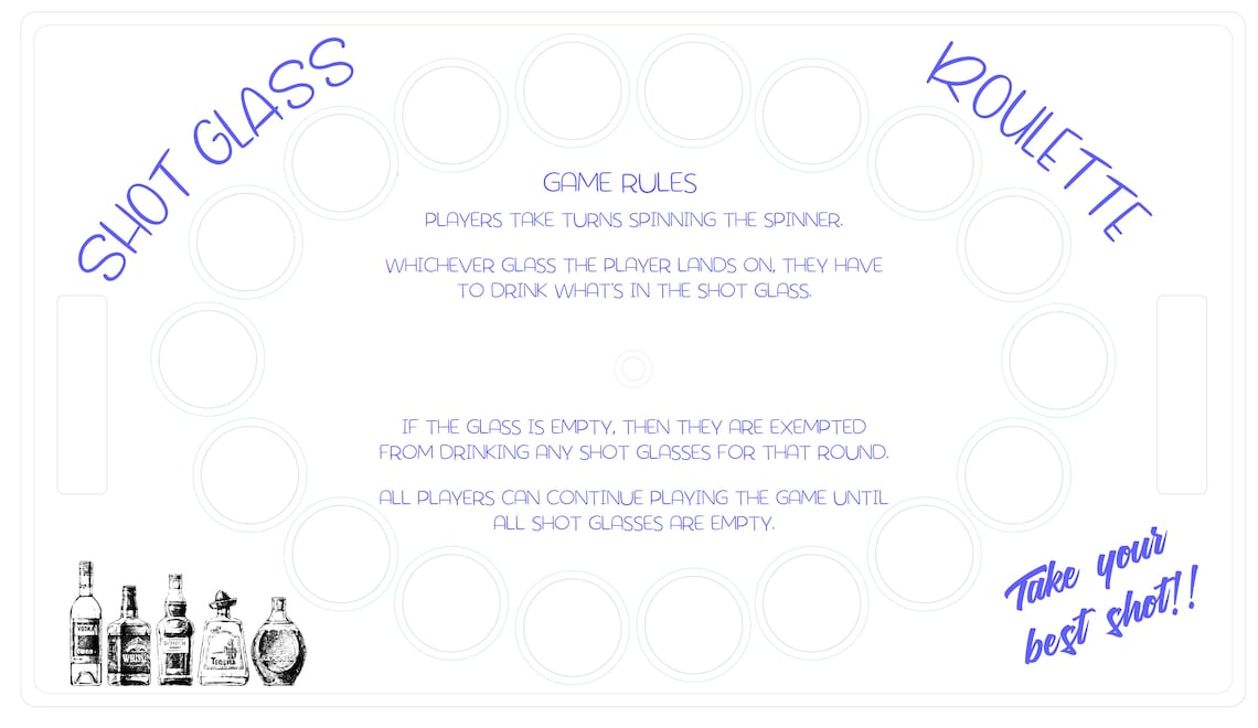 18 Glass Shot Glass Roulette Board Shot Roulette Game With | Etsy