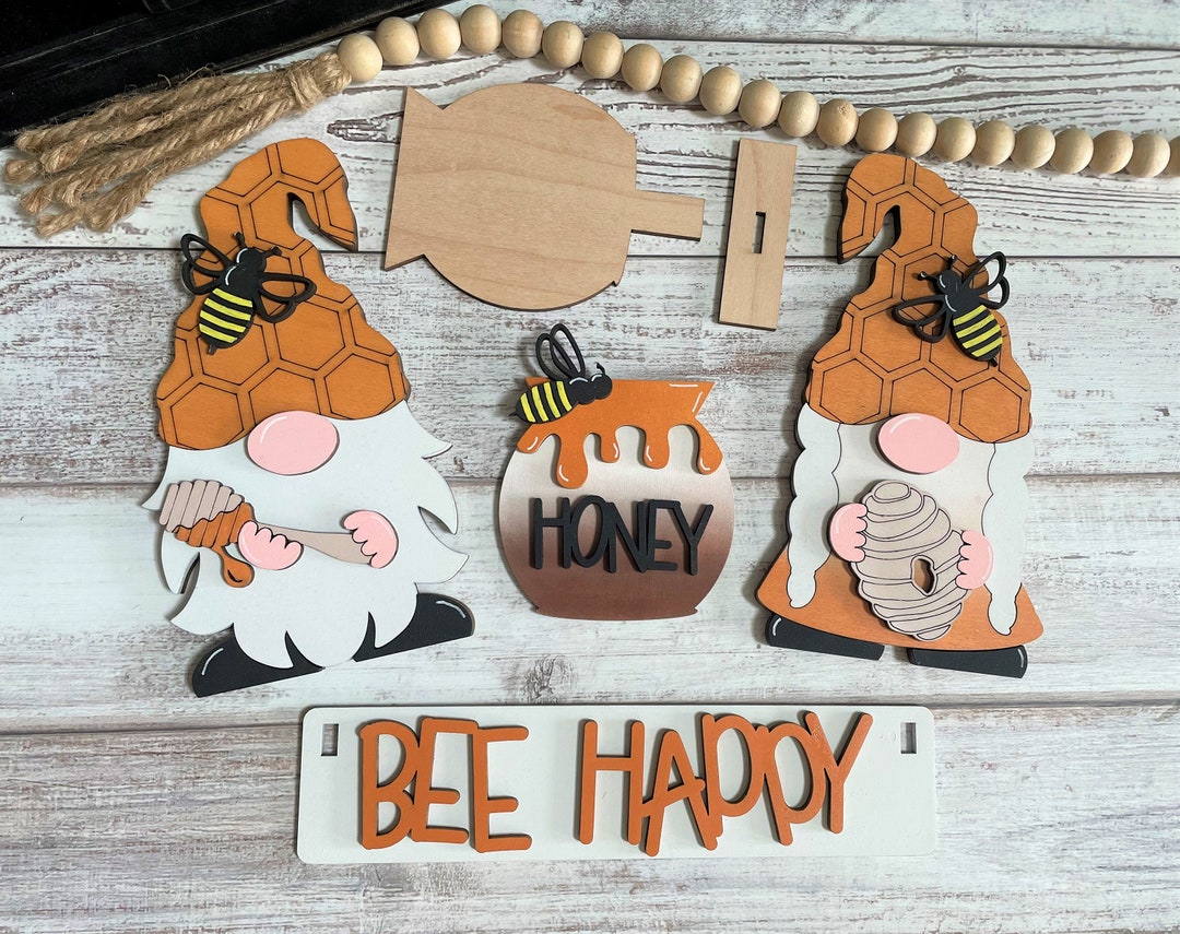 Wooden Gnome Bee Happy Add on for Farmhouse Crate and Wagon | Gnome Add ...