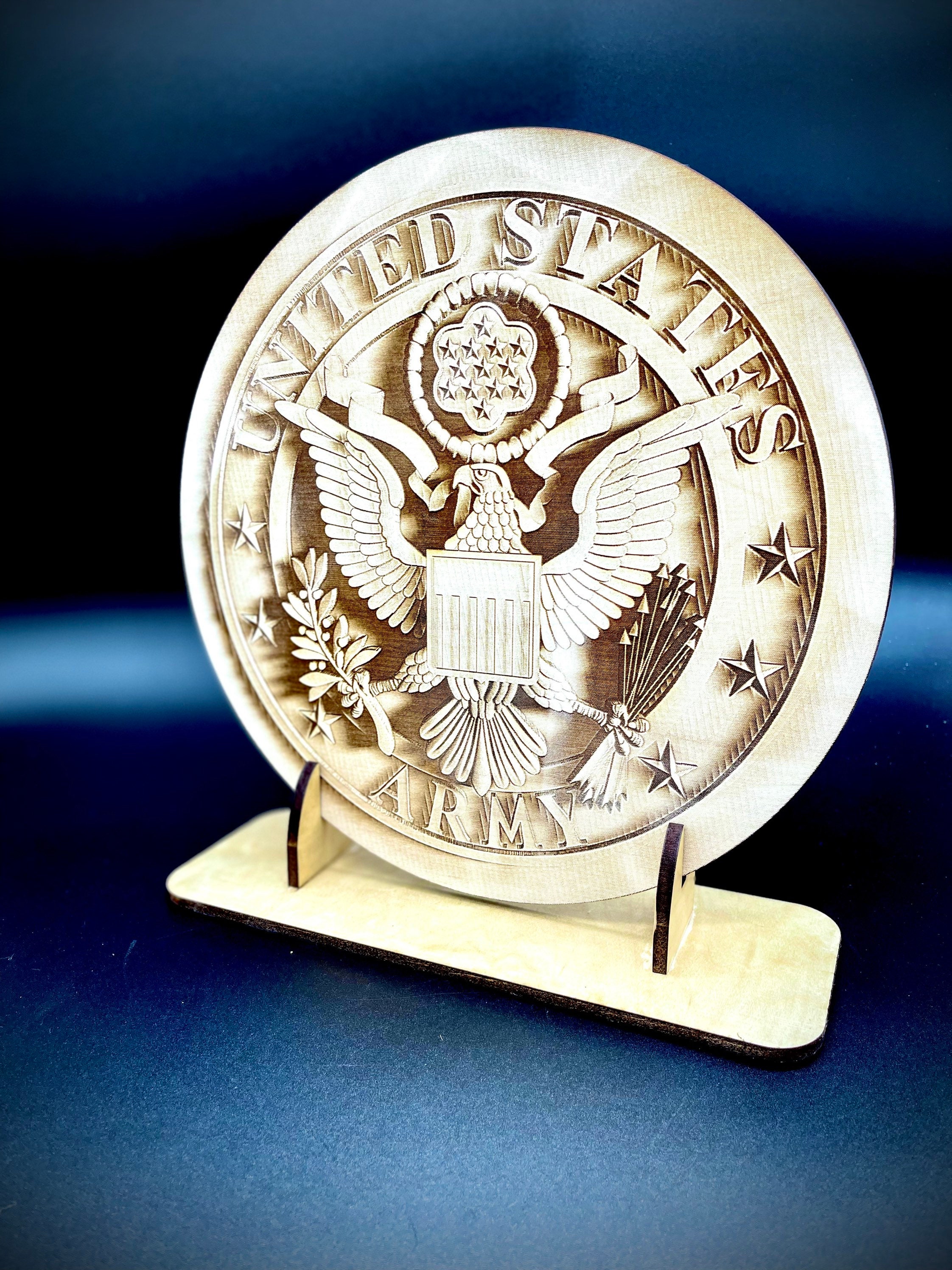 Wood Engraved Military Wall Art | 2D Military Emblem | Engraved ...