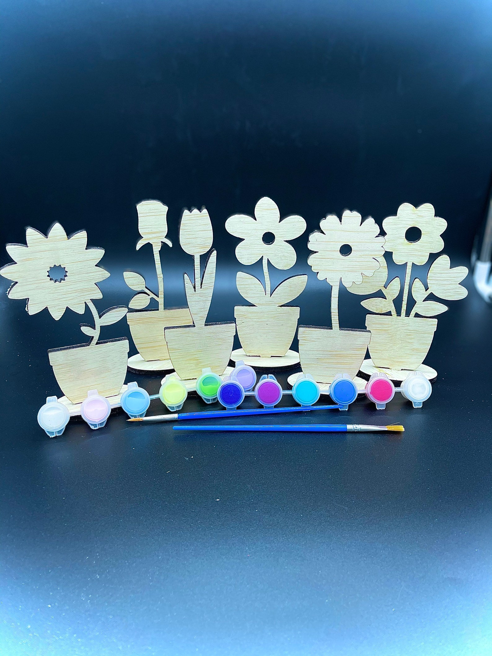 DIY Wood Paint Kit | DIY Kids Craft | DIY Paint Standing Flowers ...