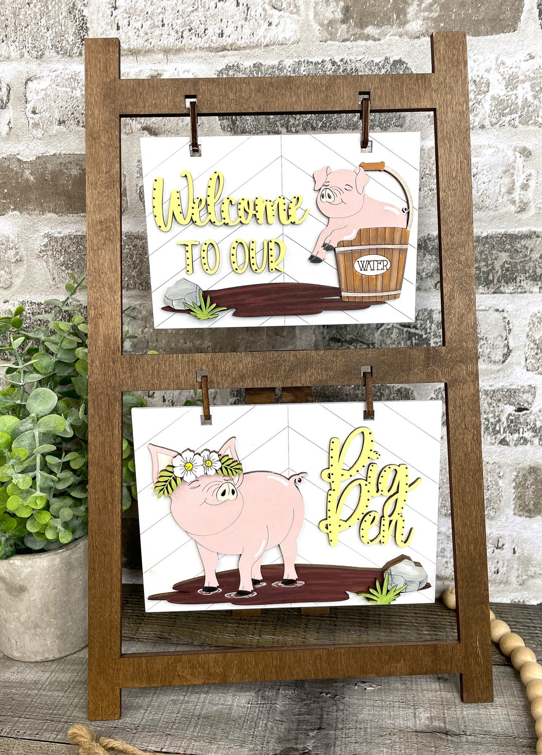 Wooden Ladder Frame Welcome to Our Pig Pen Add on Set | Interchangeable ...