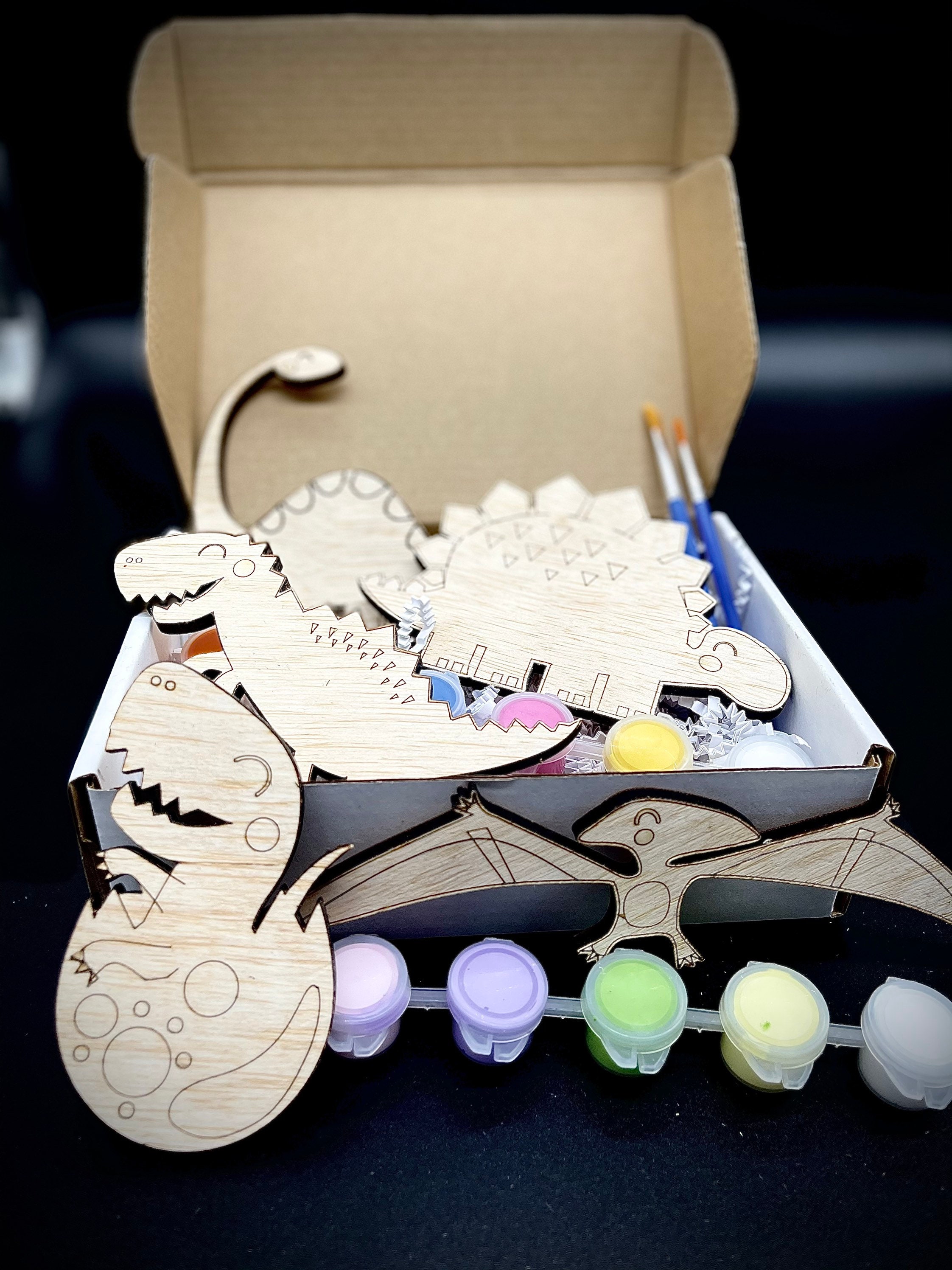 DIY Wood Paint Kit for Kids | Dinosaur Paint Kit | DIY Paint Set ...