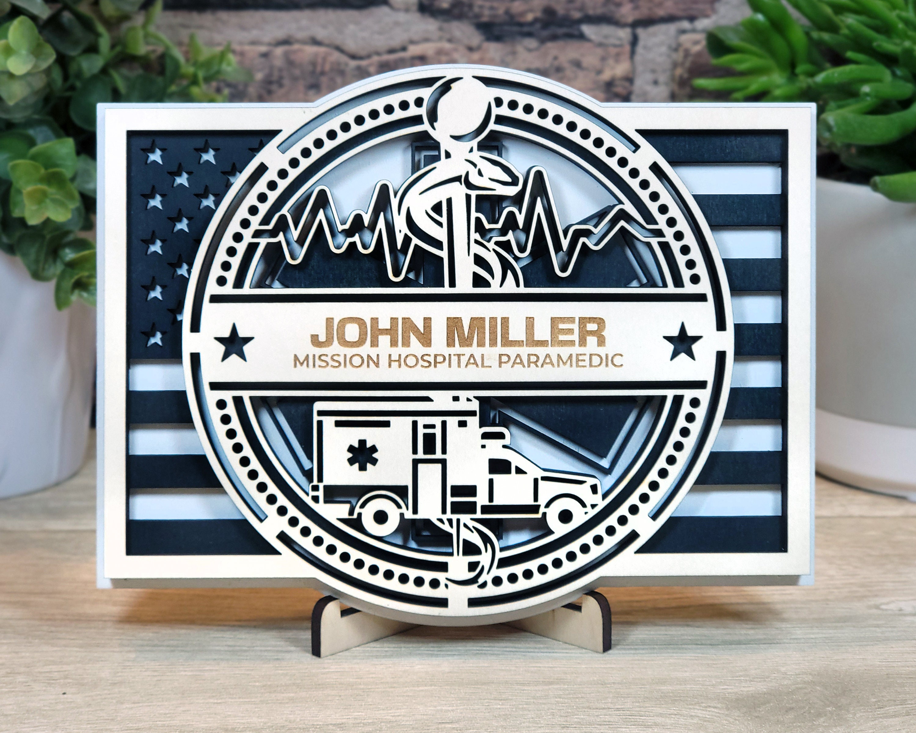Wood First Responder Plaques With Backer | Wood Engraved Paramedic ...