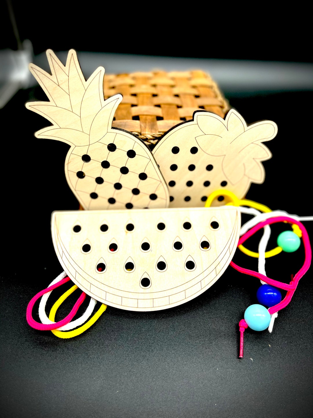 Lacing Toy | Wooden Lacing Toys | Montessori Toy |set of Wooden Fruit ...