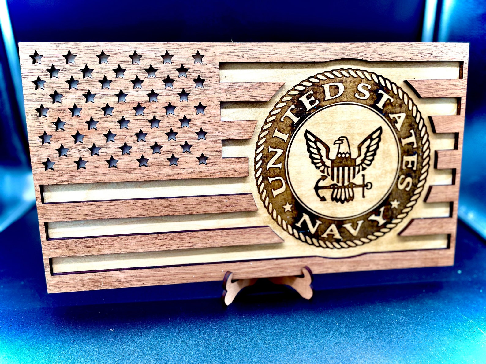 Wood Flags With Military Emblem | Wood Engraved Military Wall Art ...