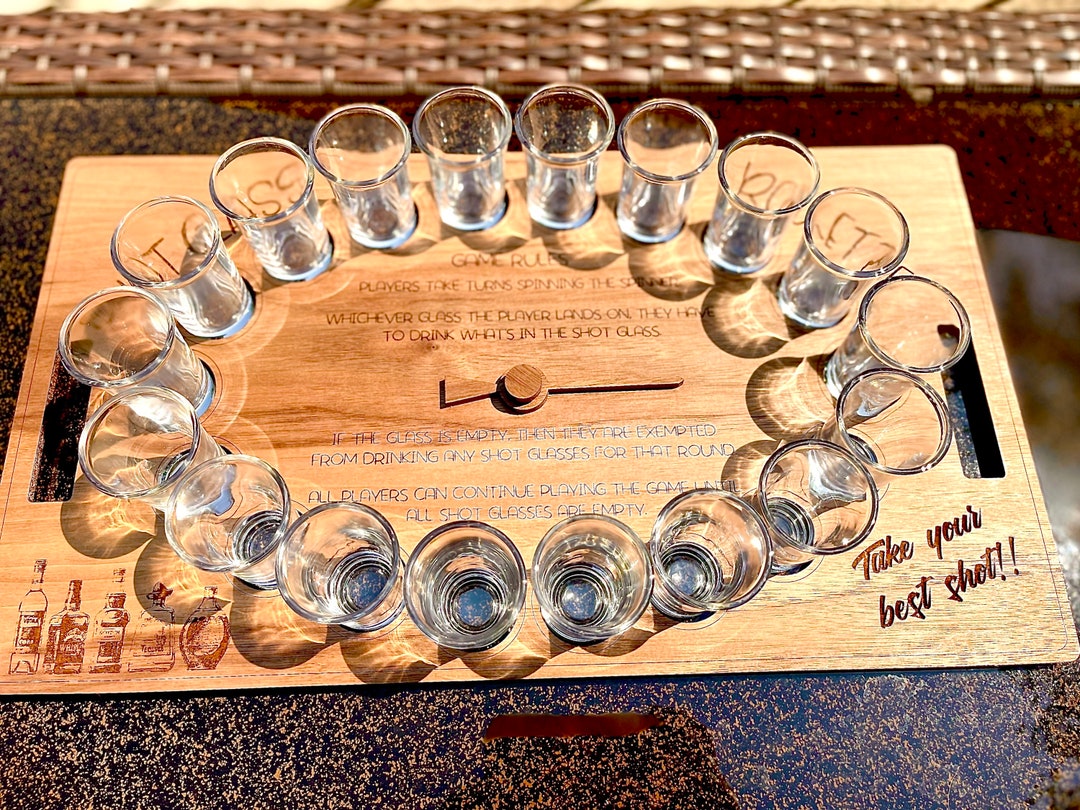 18 Glass Shot Glass Roulette Board | Shot Roulette Game With Spinner ...