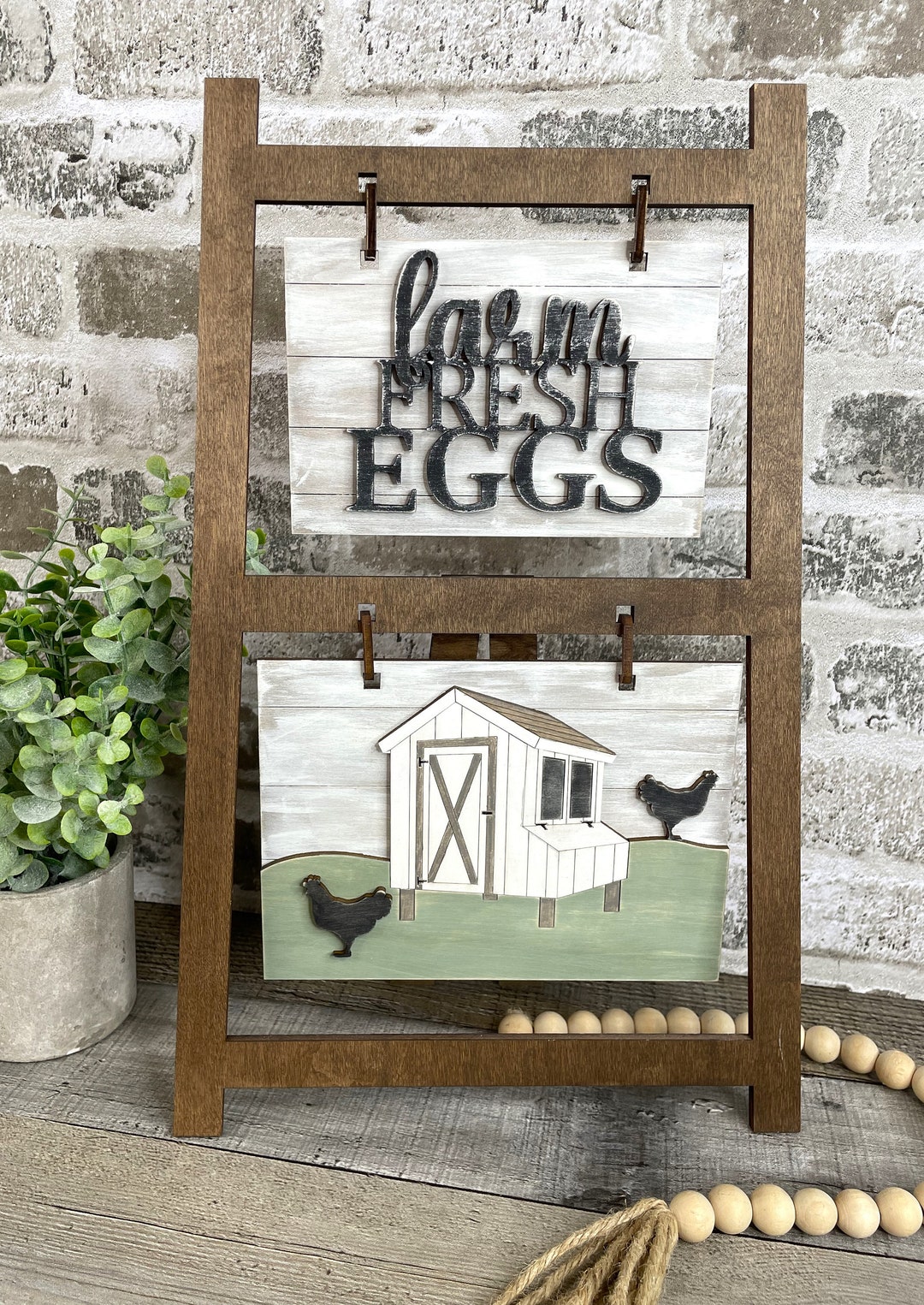 Wooden Ladder Farm Fresh Eggs Add on Set | Interchangeable Holiday and ...