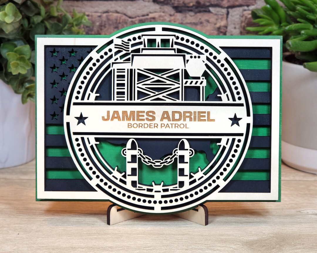 Wooden First Responder Plaques With Backer| Wood Engraved Border Patrol ...