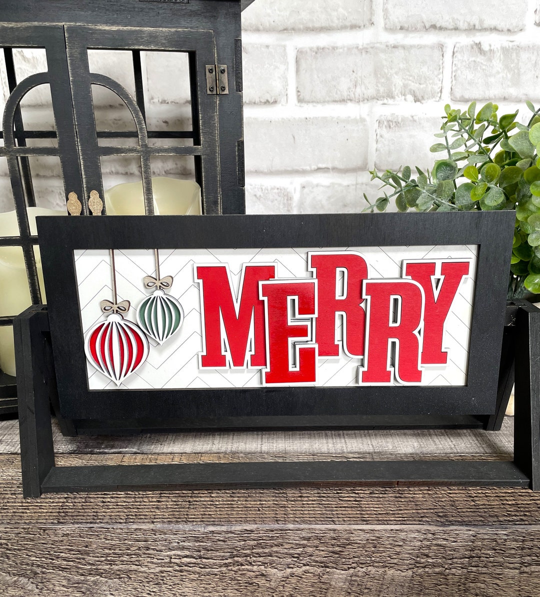 Wooden Rustic Merry Sign | Add on Sign That Works With Interchangeable ...