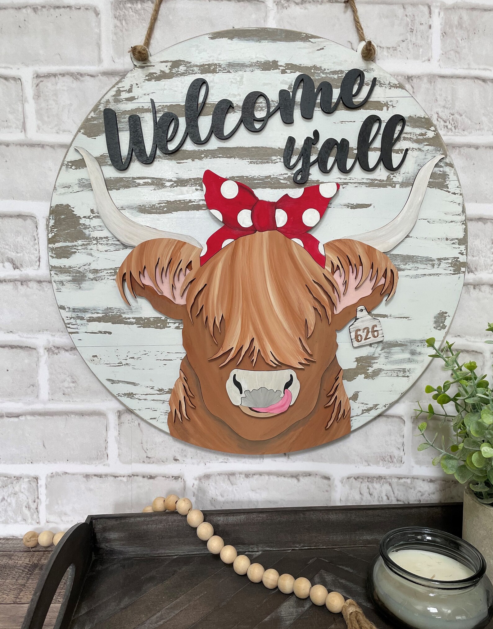 Highland Cow Welcome Sign | 16 Inch Welcome Sign | Highland Cow ...