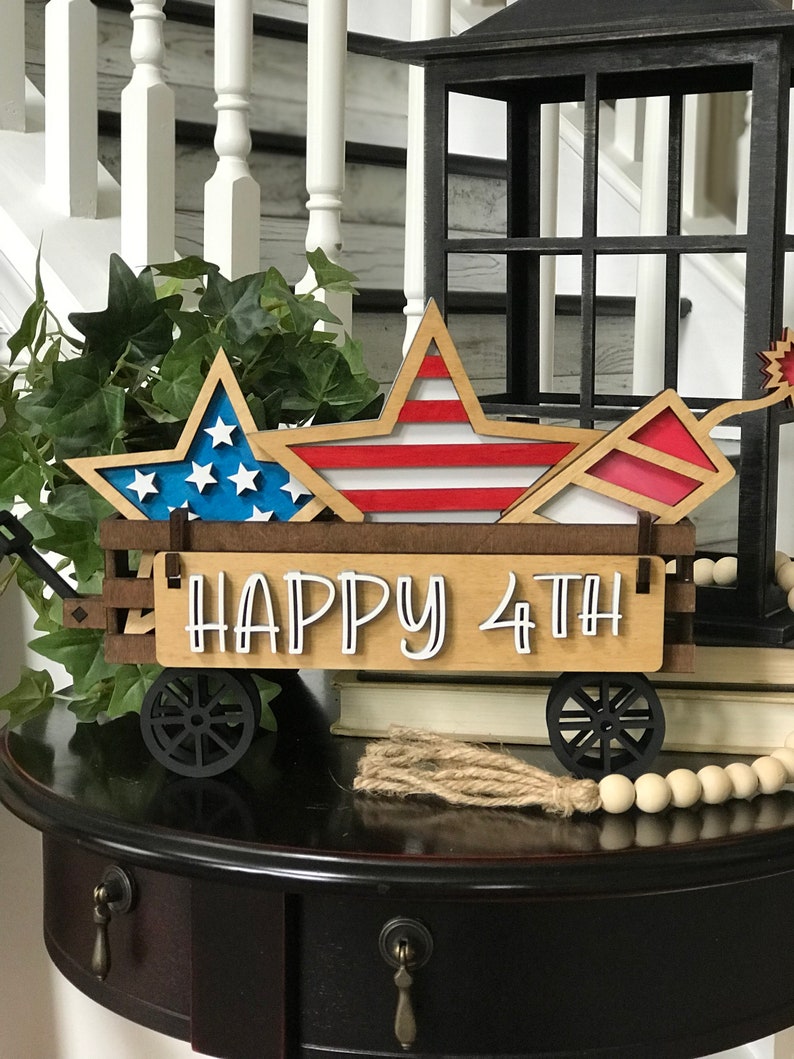Wooden Fourth of July Add on for Farmhouse Crate and Wagon | USA Add on ...