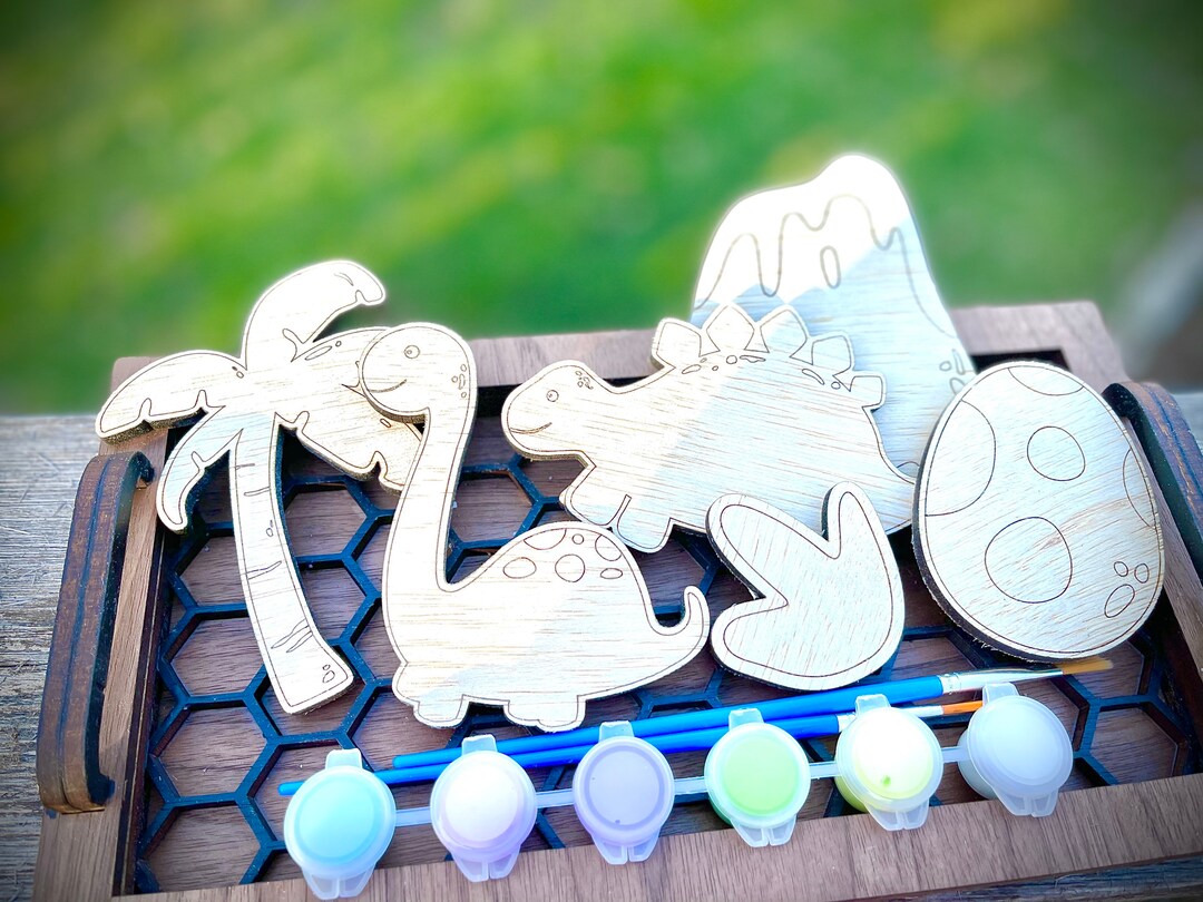 DIY Wood Paint Kit for Kids | Dinosaur Paint Kit | DIY Paint Set ...